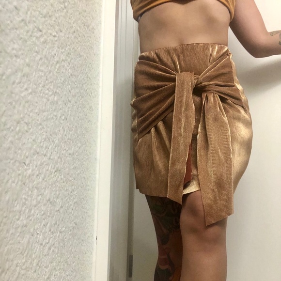 AKIRA | Skirts | 325 Akira Rose Gold Pleated Skirt | Poshmark